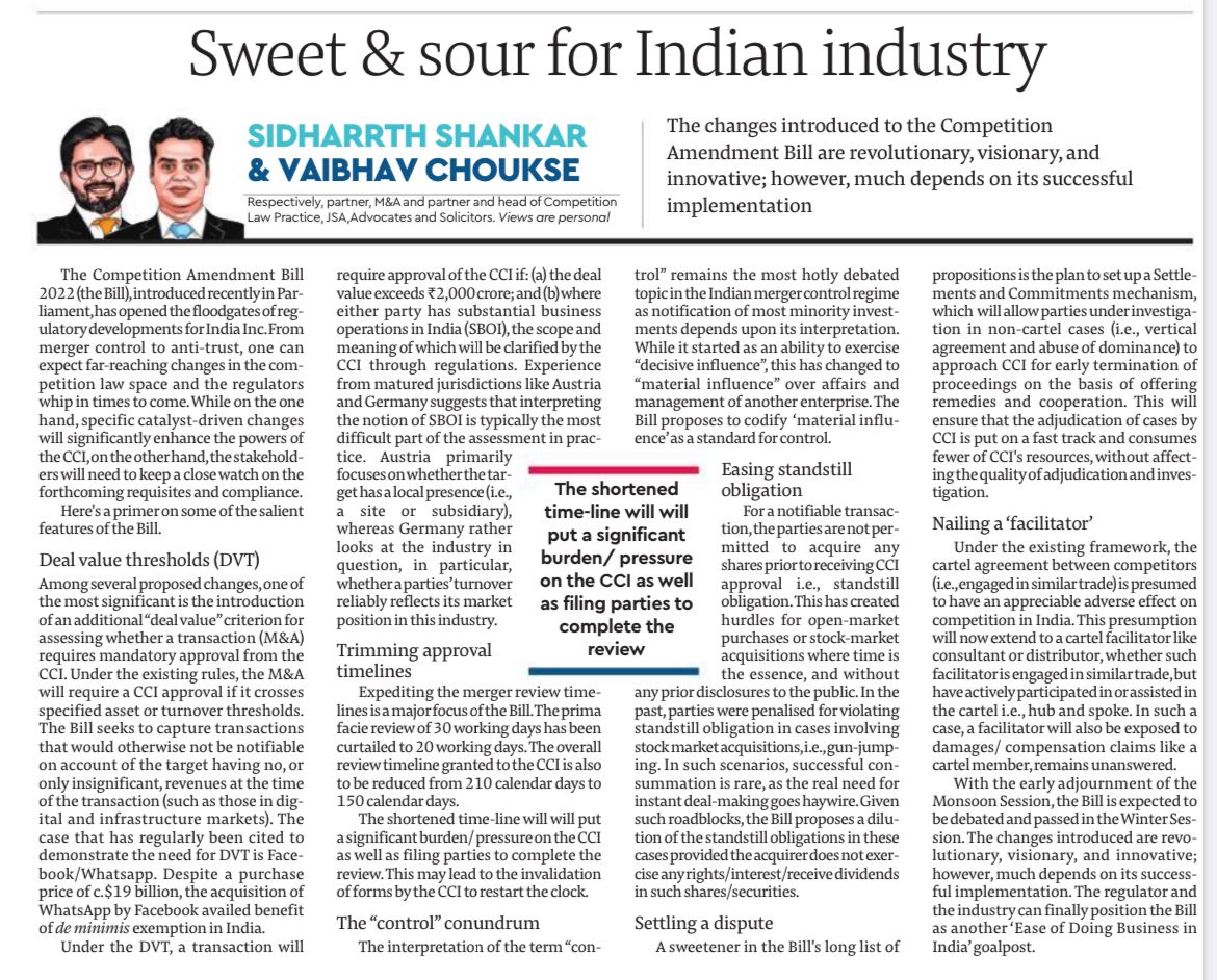 Sweet & Sour for Indian Industry - JSA